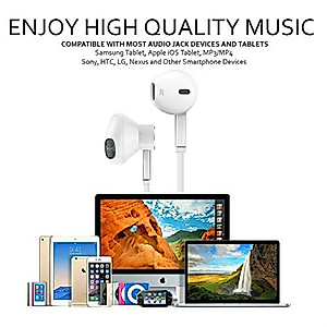 Aux Headphones/Earphones/Earbuds 3.5mm Wired Headphones Noise Isolating Earphones with Built-in Microphone & Volu