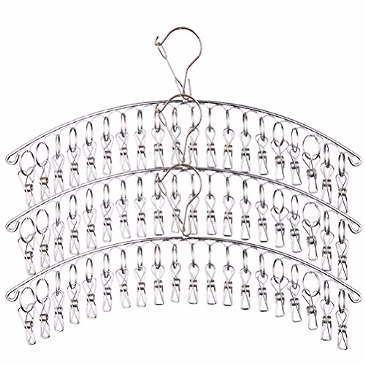 Stainless Steel Clothes Drying Rack, Laundry Clothes Hanger with 20 Clips for Drying Socks,Diapers,Bras,Baby Clothes,Towels,Underwears Set of 3