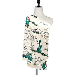 Blueangle Desert Cactus Baby Car Seat Cover Canopy Stretchy Soft Nursing Breastfeeding Cover Multi-Use Breathable Stroller Cover