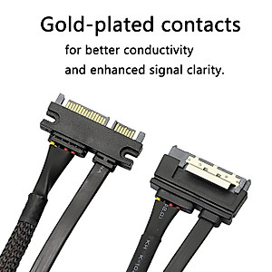 GELRHONR 22Pin SATA Power Extension Cable,22 Pin（7+15） Sata Male to Female Data and Power Combo Extension Cable with Locking Latch,for HDD,SSD,Optical Drives, DVD Burners, PCI Cards-50CM(6Gbps/s)