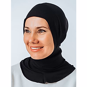 VeilWear Instant Hijab for Headphones and Glasses, Sport Head Scarf, Ready to wear Muslim Accessories for Women (Black)
