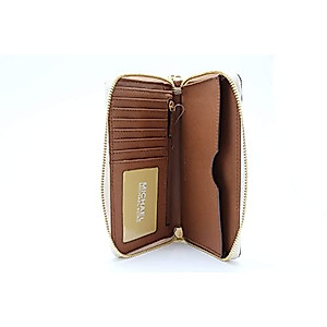 Michael Kors Jet Set Travel Large Flat Multifunction Phone Case Wristlet (Vanilla/Dark Acorn)