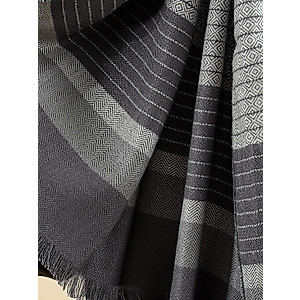 Runtlly Men's Winter Cashmere Scarf Stripes Warm Soft Scarves with Tassel Luxurious Winter Scarf For Men Women(Gary)
