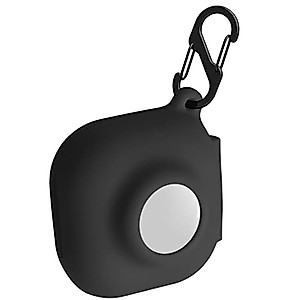 Geiomoo 2 in 1 Silicone Case Compatible with Beats Fit Pro and Air Tag, Protective Cover with Carabiner (Black-1)