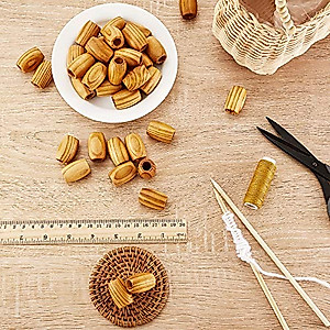 60 Pieces Large Wooden Spacer Beads Wooden Macrame Beads Oval Loose Wood Beads Natural Tube Beads with 10 mm Large Hole for Handmade Jewelry DIY Craft Making, 30 x 20 mm (Wood Color)