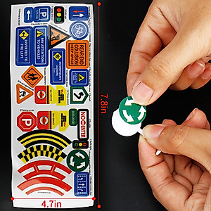 56Pcs Traffic Road Signs Playset Street Signs, Traffic Lights Mini Traffic Cones & Crosswalk Signal Toys for Kids Playing