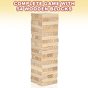 ArtCreativity Wooden Tower Game, Wood Tumbling Blocks Set with 54 Pieces, Fun Indoor Game Night Games for Kids, Adults & House Parties, Development Toys for Children, Great Gift Idea