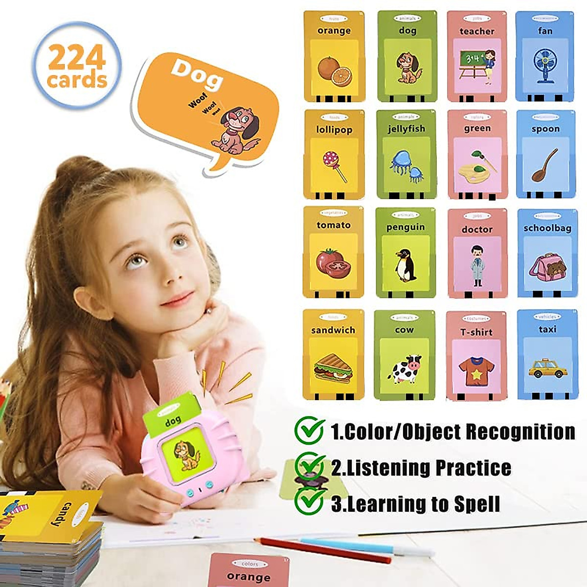Talking Flash Cards for Toddler Toys 2 3 4 Year Old Boys Girls,Autism Sensory Toys for Children,Toddler Learning Educational Toys Speech Therapy Toys,Birthday Gift