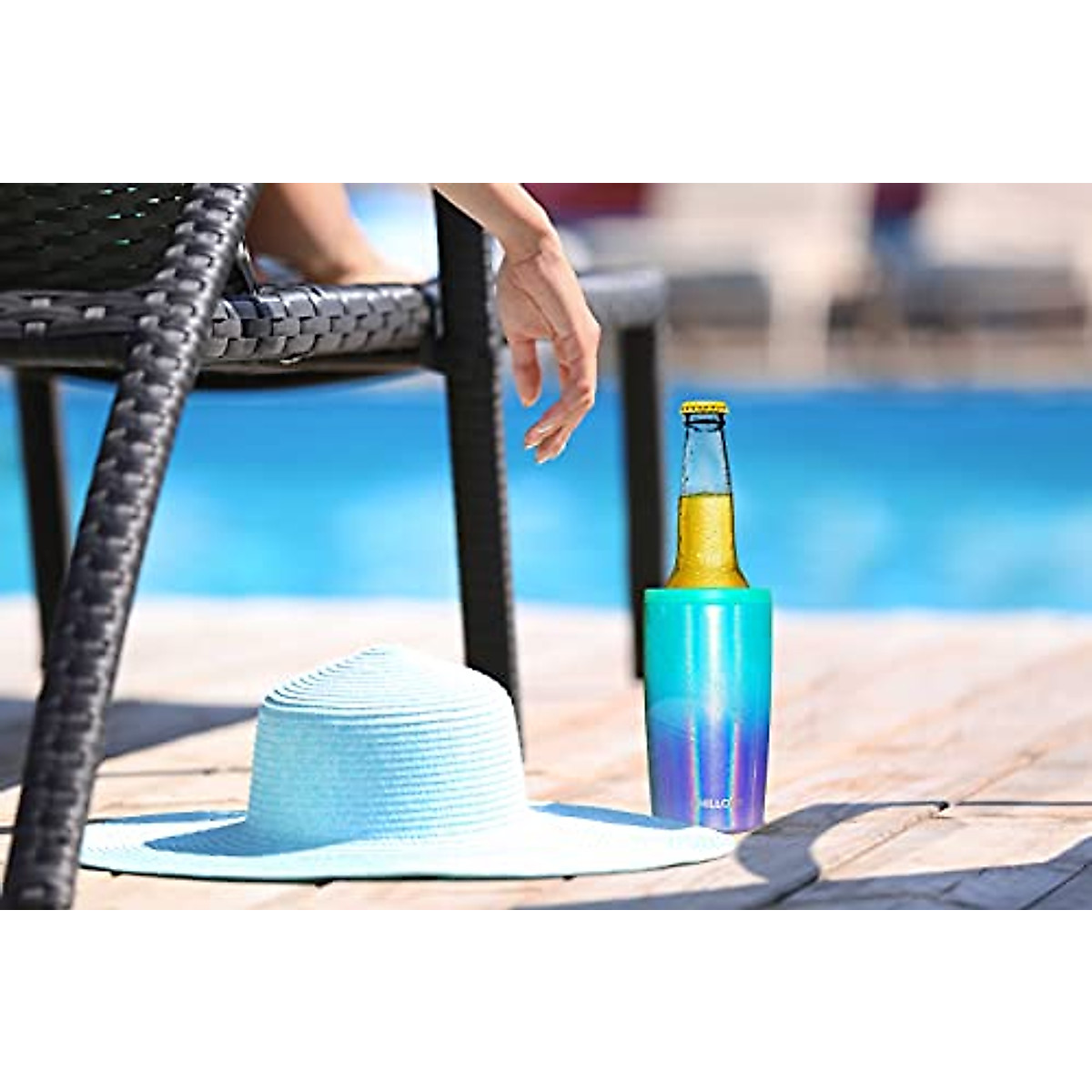 CHILLOUT LIFE Skinny Can Cooler for 12oz Standard or Tall Slim Cans & Beer Bottles | 4 in 1 Stainless Steel Insulated 12 oz Universal Can Cooler, Fits Most Car Cup Holders - Purple Green