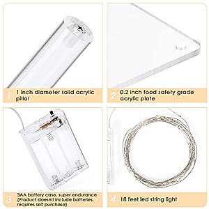 4 Tier Cupcake Stand with LED String Light, Acrylic Display Stand, Square Tower Holder, Cup Cake for Birthday, Wedding, Baby Shower, Party