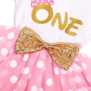 First Birthday Girl Outfit It’s My 1st Birthday Outfits Cake Smash Photo Props Baby Shower Christmas Outfit Pink Tutu Skirts Mouse Dress Toddler Summer Clothes Short Sleeve Tutu for Toddler 1 Year