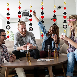 Chinco 12 Pcs 78.7 Feet Casino Party Decorations Casino Foil Hanging Las Vegas Party Decoration Red Black Poker Party Ceiling for Las Vegas Night Baby Shower Birthday Party Supplies Decor