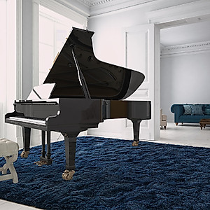 Rtizon Navy Blue Kids Area Rug for Boys Room, 8x10 Feet Royal Dark Blue Shag Fluffy Rugs for Living Room Bedroom Dorm Nursery, Furry Shaggy Carpet for Indoor Teen Home Decor