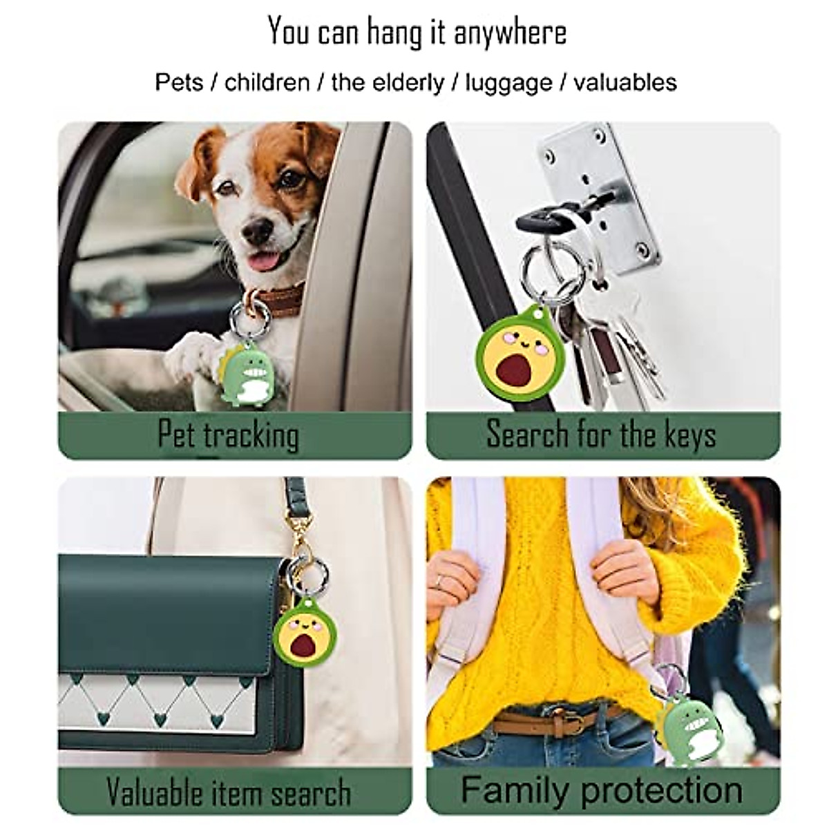 【2 Pack】 Airtag Keychain Cartoon Case for AirTag Tracker,Protective AirTag Holder with Anti-Lost Keychain,Anti-Drop Scratch Airtag Holder Keychain Accessories for Kids Pets Backpacks