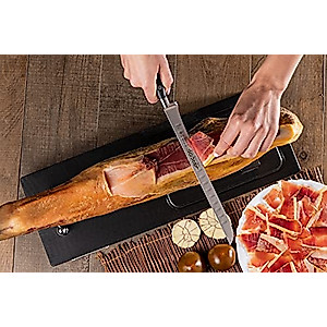 ARCOS Carving Knife 10 Inch Stainless Steel. Ham Slicer Knife for Cutting Ham and Meat. Ergonomic Polyoxymethylene Handle and 250mm Blade. Series Riviera. Color Black