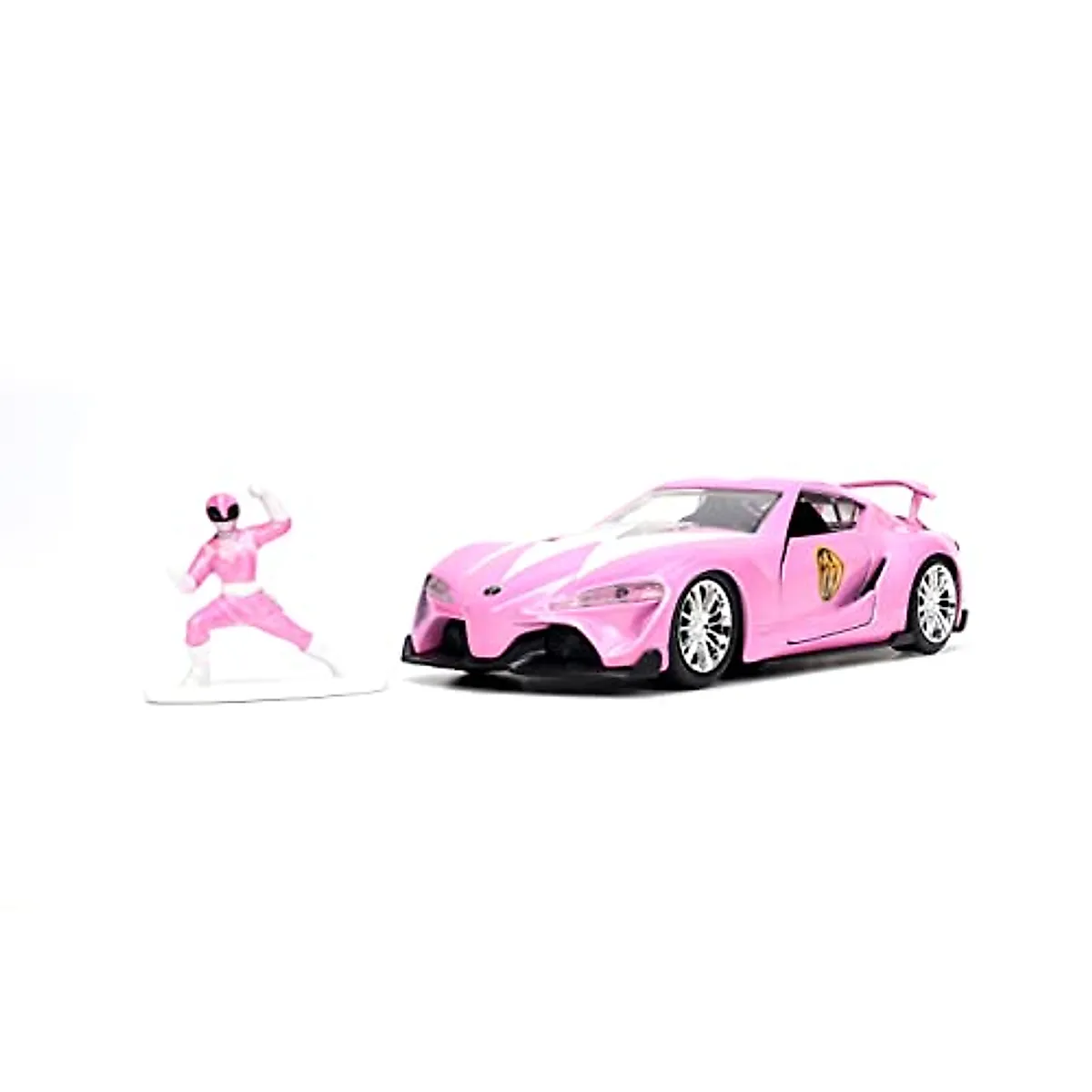 Mighty Morphin Power Rangers 1:32 Toyota FT-1 Concept Die-cast Car with 1.65" Pink Ranger Figure, Toys for Kids and Adults