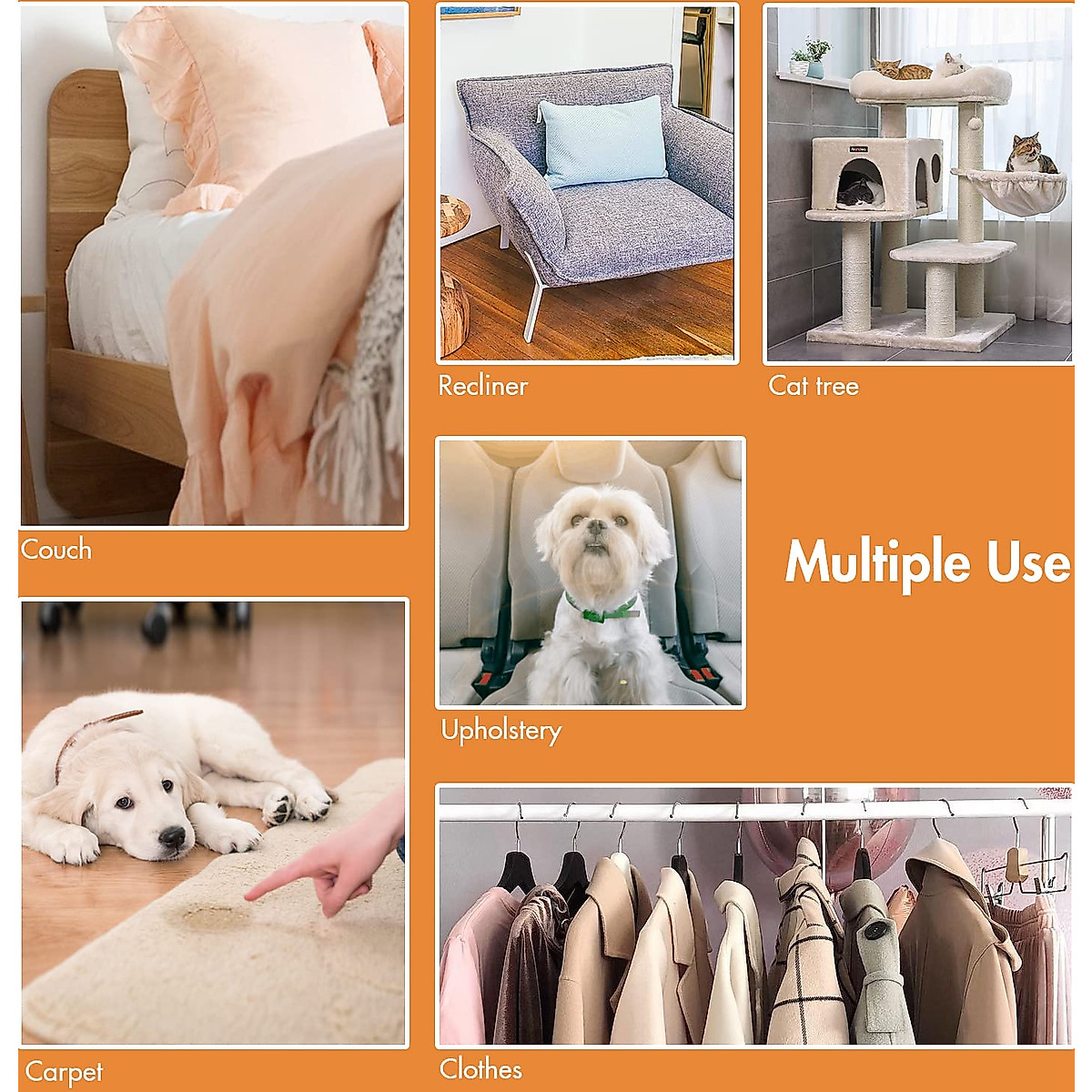 Pet Hair Remover - Special Dog Hair Remover Multi Fabric Edge and Carpet Scraper - Pet Hair Remover for Couch, Furniture Carpet, Car, Clothes & Bedding(3 PCS)