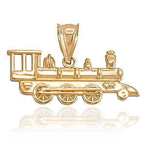 Polished 10k Gold Locomotive Steam Engine Train Charm Pendant