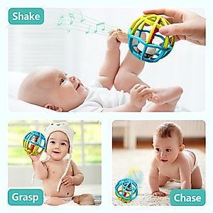 iPlay, iLearn Baby High Chair Toys, Infant Suction Table Rattle Set 6-12 Month, Early Development Grab Spin Sensory Stocking Gift Stuffer for 9 18 Month, 1 2 3 Year Old Toddler Boy Girl-Octopus & Bear