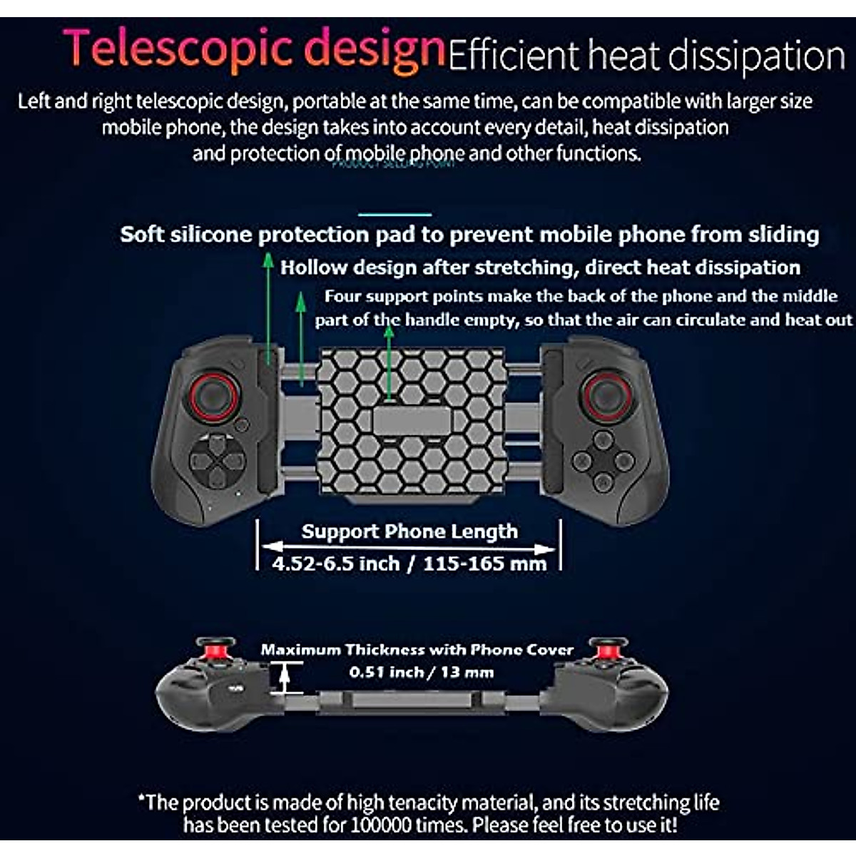 Megadream Mobile Gaming Controller for iPhone iOS Android PC Wireless Gamepad Joystick for iPhone 15/14/12/11, iPad, MacBook, Samsung Galaxy S22/S21/S20, TCL, Tablet, PC - 18+ Hour Battery Life - COD