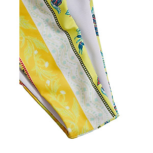 WDIRARA Women's Floral Print Tie Side Swimwear Straps Bikini Sets Swimsuits Yellow Floral M