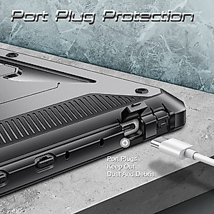 Fintie Case for Amazon Fire HD 10 and 10 Plus Tablet (11th Generation 2021 Release), [Tuatara] Rugged Unibody Hybrid Kickstand Cover w/Built-in Screen Protector, Black