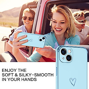 BENTOBEN for iPhone 13 Mini Phone Case, Cute Heart Pattern Slim Fit Soft Flexible Shockproof TPU Bumper Protective Women Girls Boys Men Non-Slip Lightweight Cover for iPhone 13 Mini 5.4 Inch, Blue