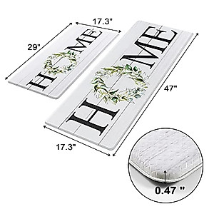 KIMODE Farmhouse Kitchen Mat 2PCS Anti Fatigue Kitchen Rugs Non-Skid Waterproof Kitchen Floor Mat Cushioned Comfort Standing Mat for Office,Laundry,Sink,Home