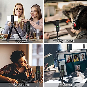 USB Microphone, Condenser Computer Microphone for Streaming, Gaming, YouTube Recording, Plug and Play,Headphone Output and Volume Control,Quick Mute Button,Compatible with Laptop, Phone (Black)