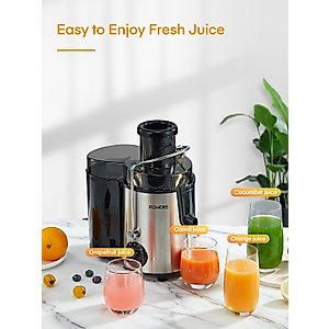 Juicer Machines, 600W Centrifugal Juicer with Wide Mouth 3” Feed Chute for Whole Vegetable and Fruit with 3-Speed Setting, Easy to Clean, BPA Free, High Yield Juice, Juice Recipe Included