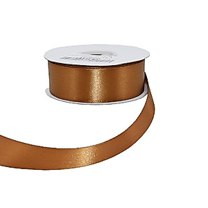 IHKFILAN Double Face Satin Ribbon 1Inchx25Yards Double Sided Solid Polyester Ribbon for Gift Wrapping Party Hair Braids Bow Baby Shower Decoration Floral Arrangement Craft Supplies,Golden Brown