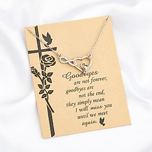 PLITI Memorial Necklace Sympathy Gift Goodbyes Are Not Forever Goodbyes Are Not The End Infinity Heart Necklace for Women (Infinity Heart Goodbyes nec)