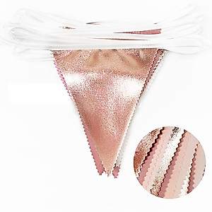 32Ft Rose Gold Party Decorations Dusty Blush Pink Pennant Banner Fabric Triangle Flag Bunting Garland Streamers for Wedding Birthday Anniversary Baby Bridal Shower Home Outdoor Garden Decorations