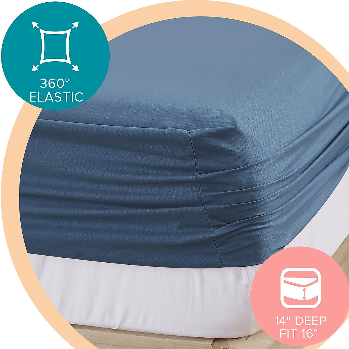 Comfort Spaces Queen Cooling Sheets, Moisture Wicking Coolmax Sheets, Soft, Colorfast Sheet Set, Cooling Bed Sheets For Hot Sleepers, Elastic Deep Pocket Fits Up to 16" Mattress, Queen Teal 4 Piece