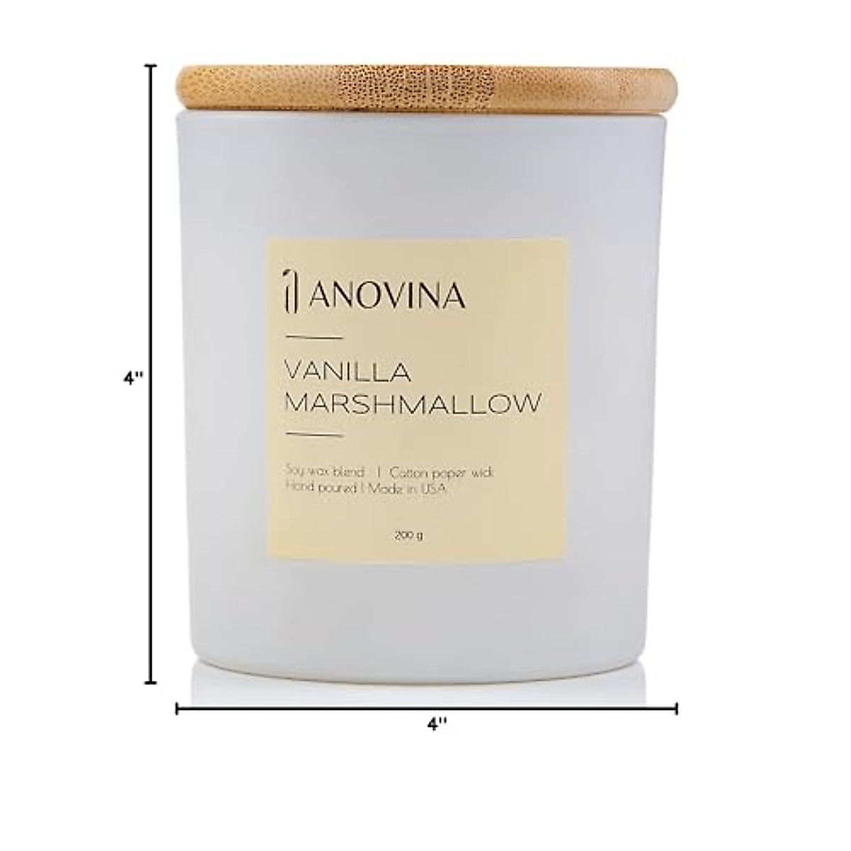 Anovina Vanilla Scented Candle – Hand-Poured in USA, Bamboo Lid & Elegant Gift Box. Candles for Home & Scented Candle Gifts for Someone You Love – A Perfect Valentine's Gift!