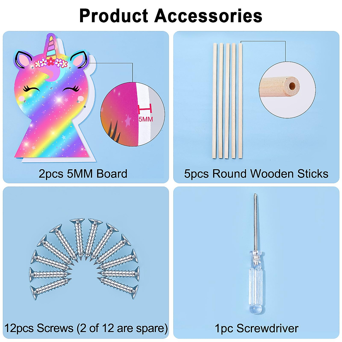 Basumee Girls Headband Holder Organizer Hair Hoop Headband Display Stand Unicorn Hairband Stand Organizer Headband Storage Home Room Decors for Girls, Deep Rainbow