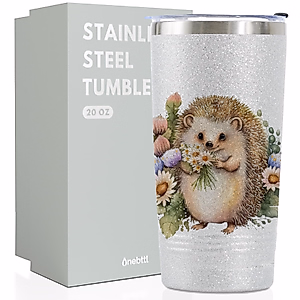 Onebttl Hedgehog Gifts for Women/Men, Unique 20oz Hedgehog Glitter Tumbler with Lid and Straw, Hedgehog Lover Gifts for Birthday, Christmas