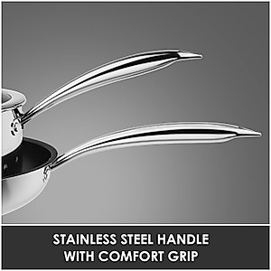 Stainless Steel Pots and Pans Set, Induction Cookware 4-Piece with Lid, Cookware Sets for Oven & Dishwasher Safe By MOMOSTAR