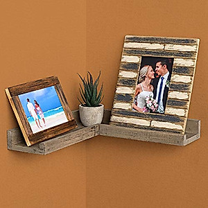 EXCELLO GLOBAL PRODUCTS Wooden L Shaped Corner Shelves: Ready to Hang Home Decor for The Living Room, Bedroom, Office, Kitchen or Bathroom (2 Pack)