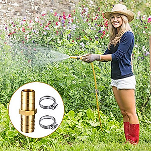 4 Set 3/4 Inch Solid Brass Garden Hose Connector Hose Mender, Water Hose Repair Kit Female and Male Hose Connector with Tape, Stainless Steel Clamp and Rubber Gasket
