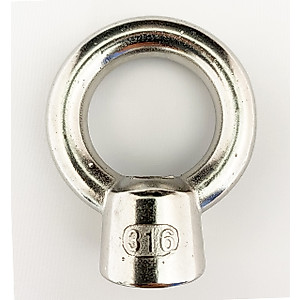 2 Pieces 316 Stainless Steel Lifting Eye Nut 5/8" UNC Marine Grade (5/8" - 2 PK)