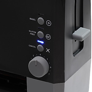 West Bend 77224 Toaster 2 Slice QuikServe Wide Slot Slide Through with Bagel and Gluten-Free Settings and Cool Touch Exterior Includes Removable Serving Tray, Black