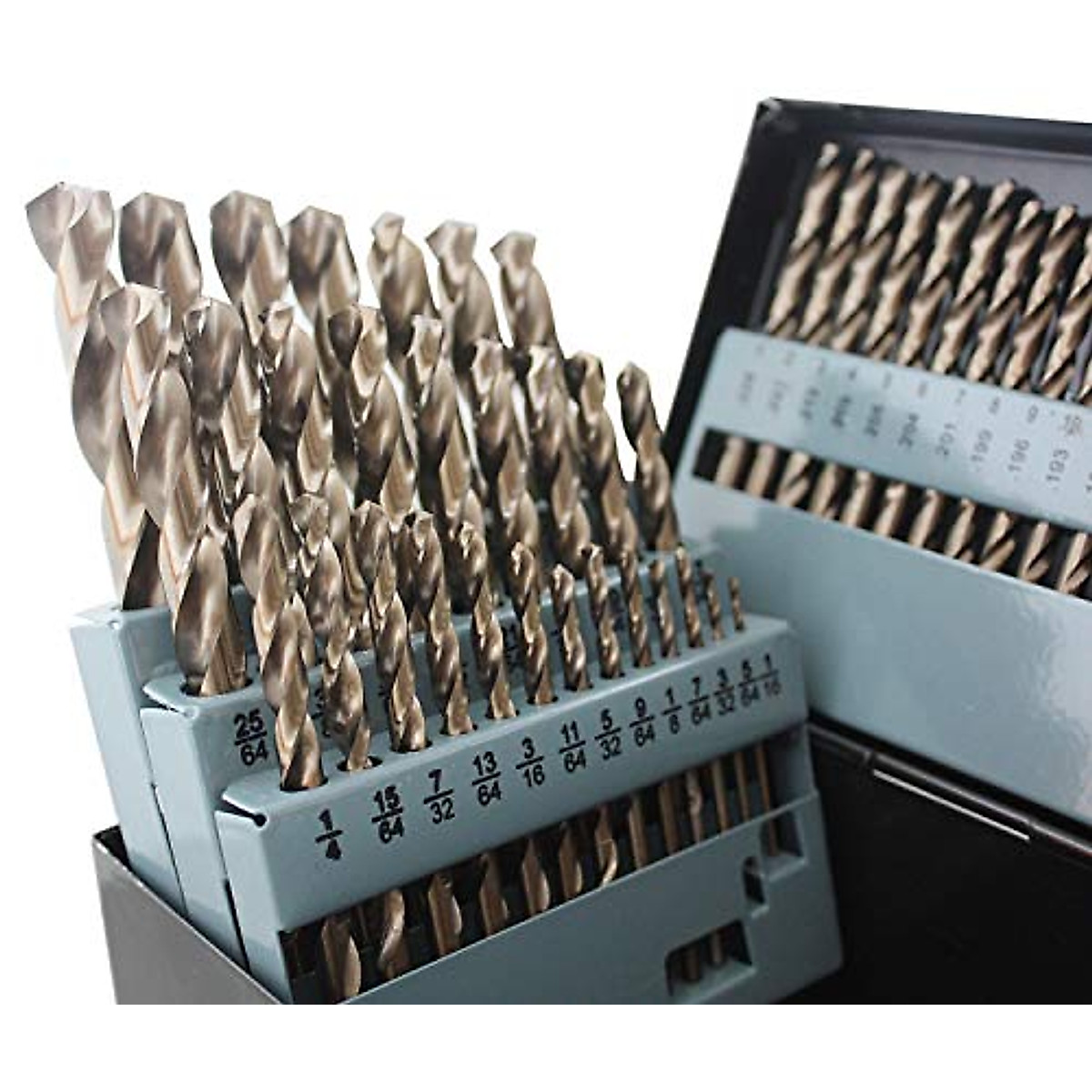 Accusize Industrial Tools M35-H.S.S. Plus 5% Cobalt 115 Pc Professional Drill Bit Set, 135 Deg Split Point, 3-in-1, 1/16-1/2'', Number 1 to 60, A to Z