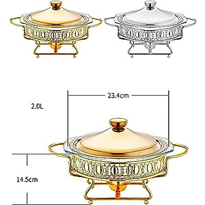 Chef Chafing Dish Buffet Set, Stainless Steel Chafer and Buffet Warmers Sets, Catering Buffet Mini Hot Pot Outdoor Picnic Household (Gold)