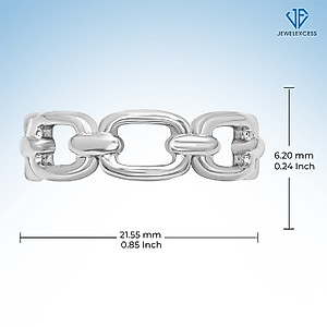 JEWELEXCESS Sterling Silver Link Friendship Ring for Women | Dainty Sterling Silver Promise Ring For Women | Silver Hand-Crafted Link Ring For Women