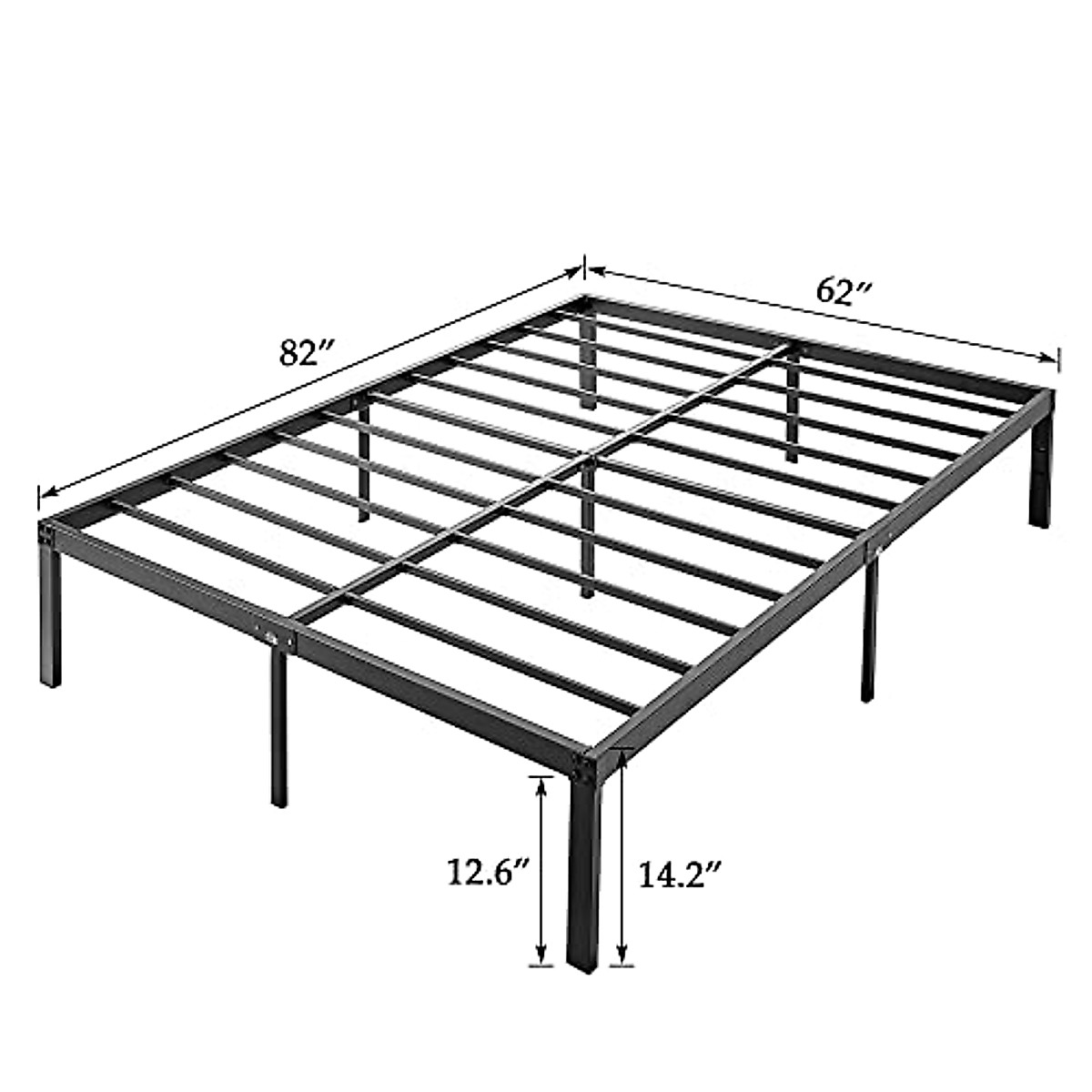 VECELO 14" Queen Metal Platform Bed Frame,Heavy Duty Steel Slat/Easy Assembly Mattress Foundation/No Box Spring Needed