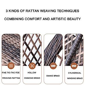 HARELA Outdoor Rocking Chair, Rattan Rocker Padded Cushion Recliner, Indoor & Outdoor Front Porch Rocking Chair, Patio Rocker Recliner Chair for Balcony Front Porch Garden Living Room