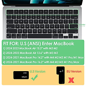 ProElife Russian Keyboard Cover Skin for 2024-2022 MacBook Air 13.6 15 inch M3 M2 A3113/A3114/A2681/A2941 & 2024-2021 MacBook Pro 14 16.2 inch M4 M3 M2 M1 Pro/Max Accessory