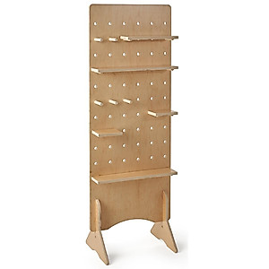 Displays2go Dandelion Pegboard Customizable Shelf Fixture, Collapsible Design, Eco-Friendly Plywood Material - Natural (DBMPBLG)