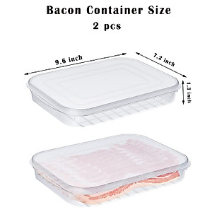 HXYCNNA 2 Pack Bacon Keeper, Bacon Storage Containers, Lunch Meat Container For Refrigerator, food Storage Containers With Lids Airtight, Deli Meat & Cheese Stackable Food Storage Organizer